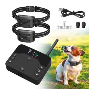 wireless dog fence & waterproof dog shock collar,portable wire-free electric fence expandable training collar with remote upgraded dog boundary container system for small/medium/large dogs,for2dogs