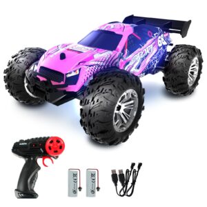 turcguo remote control car for girl toddler toy,1:18 2wd pink all terrain fast electric race boy gift off road 20km/h 2.4ghz radio rc monster truck boy with 2 rechargeable batteries