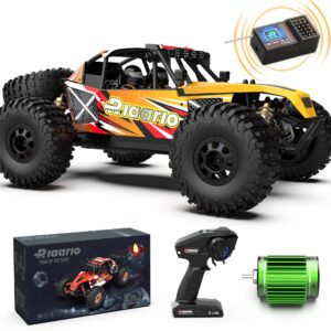 riaario 1:12 rtr brushless rc desert cars for adults, max 45mph fast rc cars, monster truck with independent esc, 4x4 rc truck for boys, all terrain remote control car with oil filled shocks(yellow)