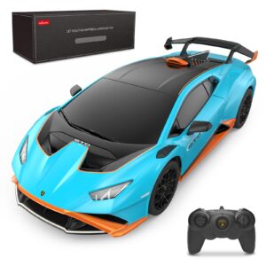 rastar by lamborghini huracan sto rc car 1:24 scale remote control toy car, r/c model vehicle for kids black rc - blue