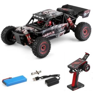 goolrc wltoys 124016 v2 rc car, 1:12 scale remote control car, 4wd 75km/h high speed racing car, 2.4ghz all terrain off road rc truck rtr with brushless motor and metal chassis for kids adults