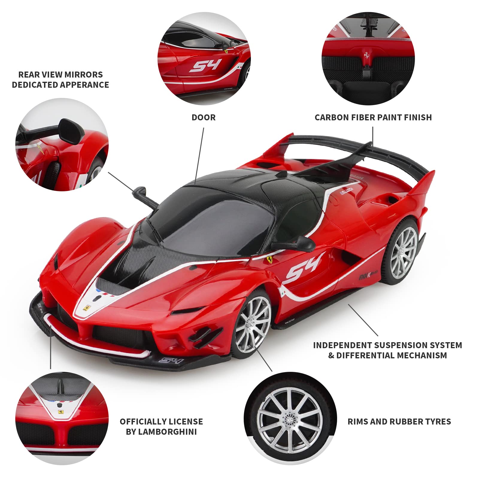 Bestview Remote Control Car for Kids 2.4Ghz Officially Licensed 1:24 Scale Compatible Ferrari FXX K EVO Electric Sport Racing Hobby Toy Vehicle RC Car Gift for Boys Girls Adult