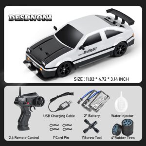 Remote Control Car RC Drift Car 1:16 Scale 4WD 18KM/H High Speed Model Vehicle 2.4GHz with LED Lights Spray Rubber Tire Racing Sport Toy Car for Adults Boys Girls Kids Gift 2Pcs Rechargeable Batteries