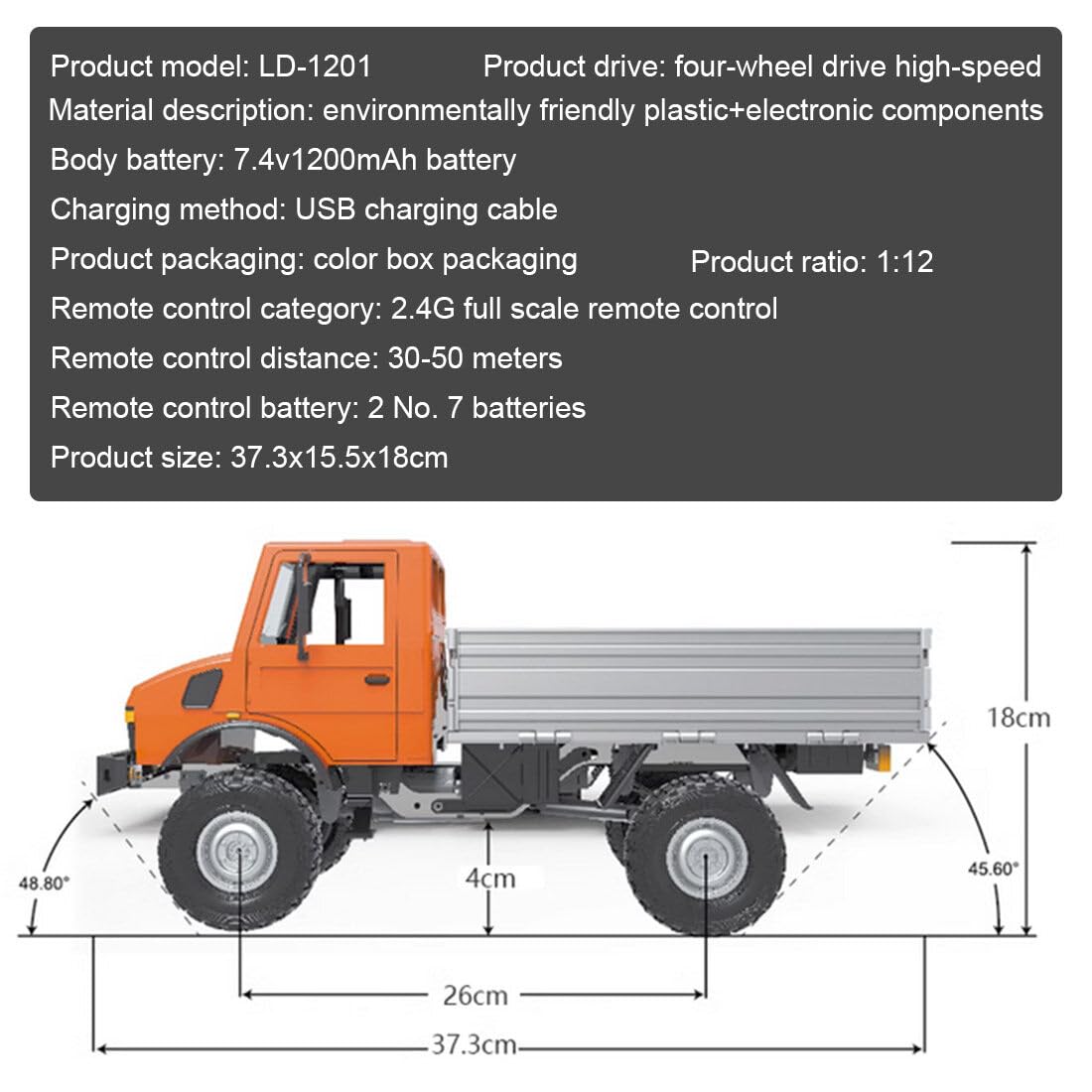 KAROYD RC Unimog Army (USSR) Truck LD-1201 1/12 2.4G 5CH Climbing Military Truck Model Vehicle (Updated RTR Version)