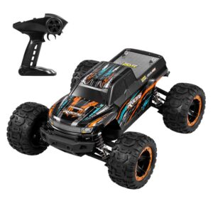 goolrc 16889a rc car, 1:16 scale remote control car, 4wd 45km/h high speed rc truck with brushless motor, 2.4ghz all terrain off road rock crawler, electric vehicle toy for adults kids (orange)