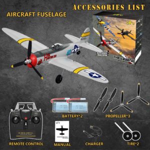 28°C Remote Control Airplanes, 4-CH RC Plane Ready to Fly P47 Radio Controlled Aircraft for Beginners with Xpilot Stabilization System, One Key Aerobatic Airplane(76116 RTF)