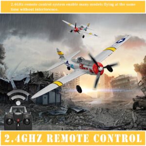 28°C Remote Control Airplanes, 4-CH RC Plane Ready to Fly P47 Radio Controlled Aircraft for Beginners with Xpilot Stabilization System, One Key Aerobatic Airplane(76116 RTF)