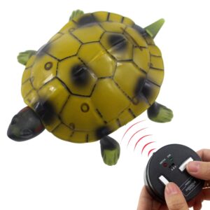 tipmant rc turtle ir remote control tortoise crawl fake electric animal toy car vehicle for kids birthday gifts (brown)