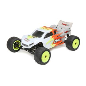 losi 1/18 mini-t 2.0 2 wheel drive stadium rc truck brushed ready to run battery receiver charger and transmitter included gray/white los01015t3