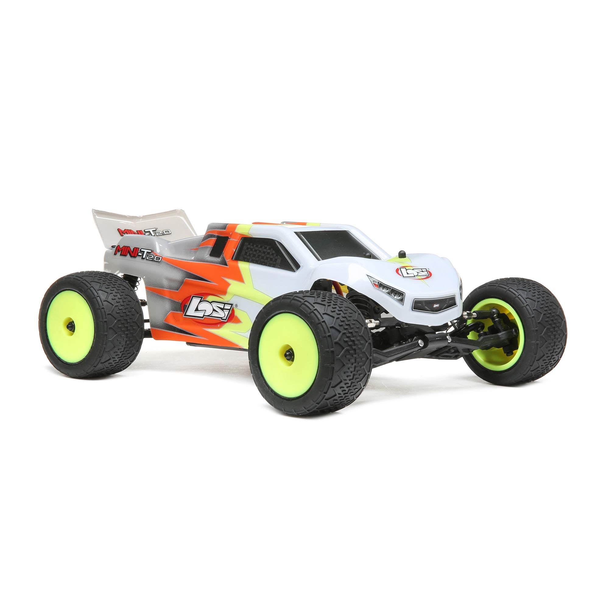 Losi 1/18 Mini-T 2.0 2 Wheel Drive Stadium RC Truck Brushed Ready to Run Battery Receiver Charger and Transmitter Included Gray/White LOS01015T3