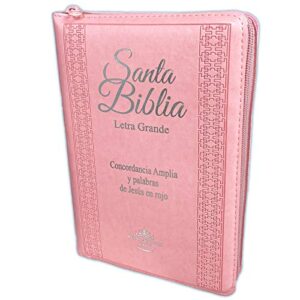 biblia para mujer con cierre letra grande 12 puntos concordancia amplia reina valera 1960 rosada con indice