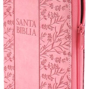 Santa Biblia Reina Valera 1960 Letra Grande tamano manual con Cierre Indice color Rosado Floral/ Spanish Holy Bible RVR 1960. Handy Size, Large Print, Zipper, Pink