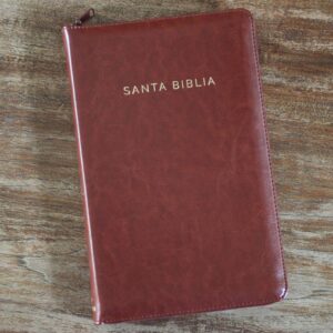 Biblia Reina Valera 1960 letra grande. Símil piel canela, cremallera, tamaño manual / Spanish Bible RVR 1960. Handy Size, Large Print, Leathersoft, Brown Zip