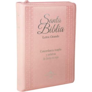 biblia rvr60 - concordancia amplia, letra grande, palabras de jesus en rojo, ziper, indice, tapa rosa y canto plateado (spanish edition)