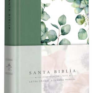 Biblia RVR 1960 letra grande Tapa dura y tela verde con flores tamaño manual / B ible RVR 1960 Handy Size Large Print Hardcover Cloth with Green Floral