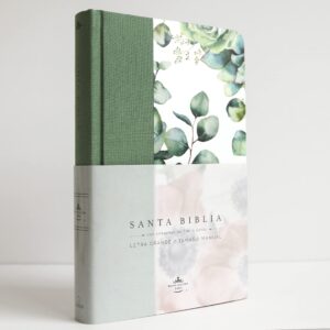 Biblia RVR 1960 letra grande Tapa dura y tela verde con flores tamaño manual / B ible RVR 1960 Handy Size Large Print Hardcover Cloth with Green Floral