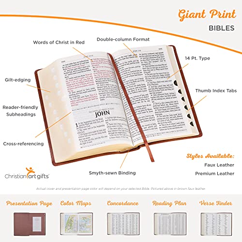 KJV Holy Bible, Giant Print Full-size Faux Leather Red Letter Edition - Thumb Index & Ribbon Marker, King James Version, Pink