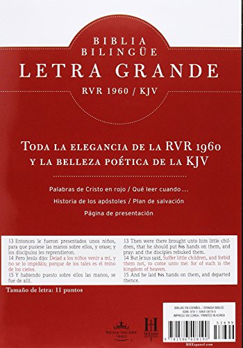 Biblia Bilingüe Reina Valera 1960/KJV Letra grande, negro, imitación piel / Bilingual Bible RVR 1960/KJV Large print, Black, Imitation Leather (Spanish Edition)