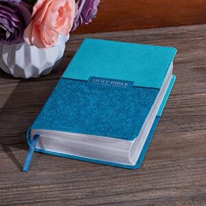 KJV Holy Bible, Giant Print Standard Size Faux Leather Red Letter Edition - Ribbon Marker, King James Version, Blue Two-tone