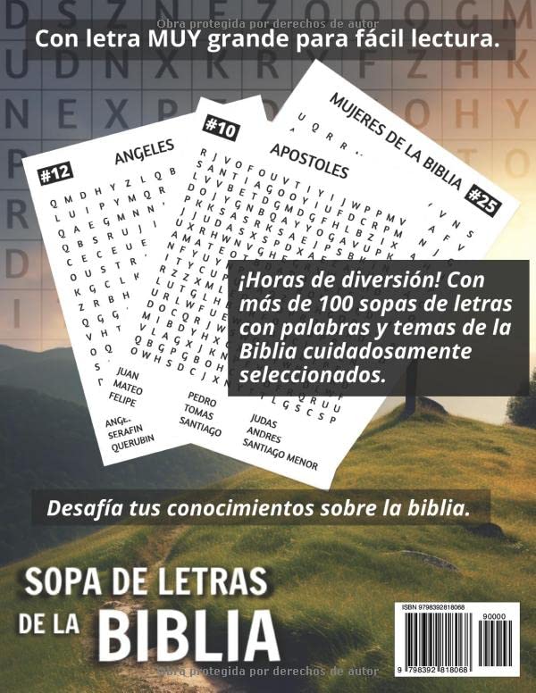 SOPA DE LETRAS DE LA BIBLIA - LETRA GRANDE EN ESPAÑOL: FÁCIL DE LEER - SOPA DE LETRAS EN ESPAÑOL PARA ANCIANOS Y ADULTOS MAYORES CRISTIANOS (Spanish Edition)