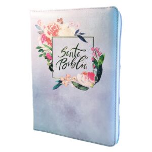 Biblia Letra Gigante para Mujer Manual 14 puntos con cierre RV1960 violeta floral con indice