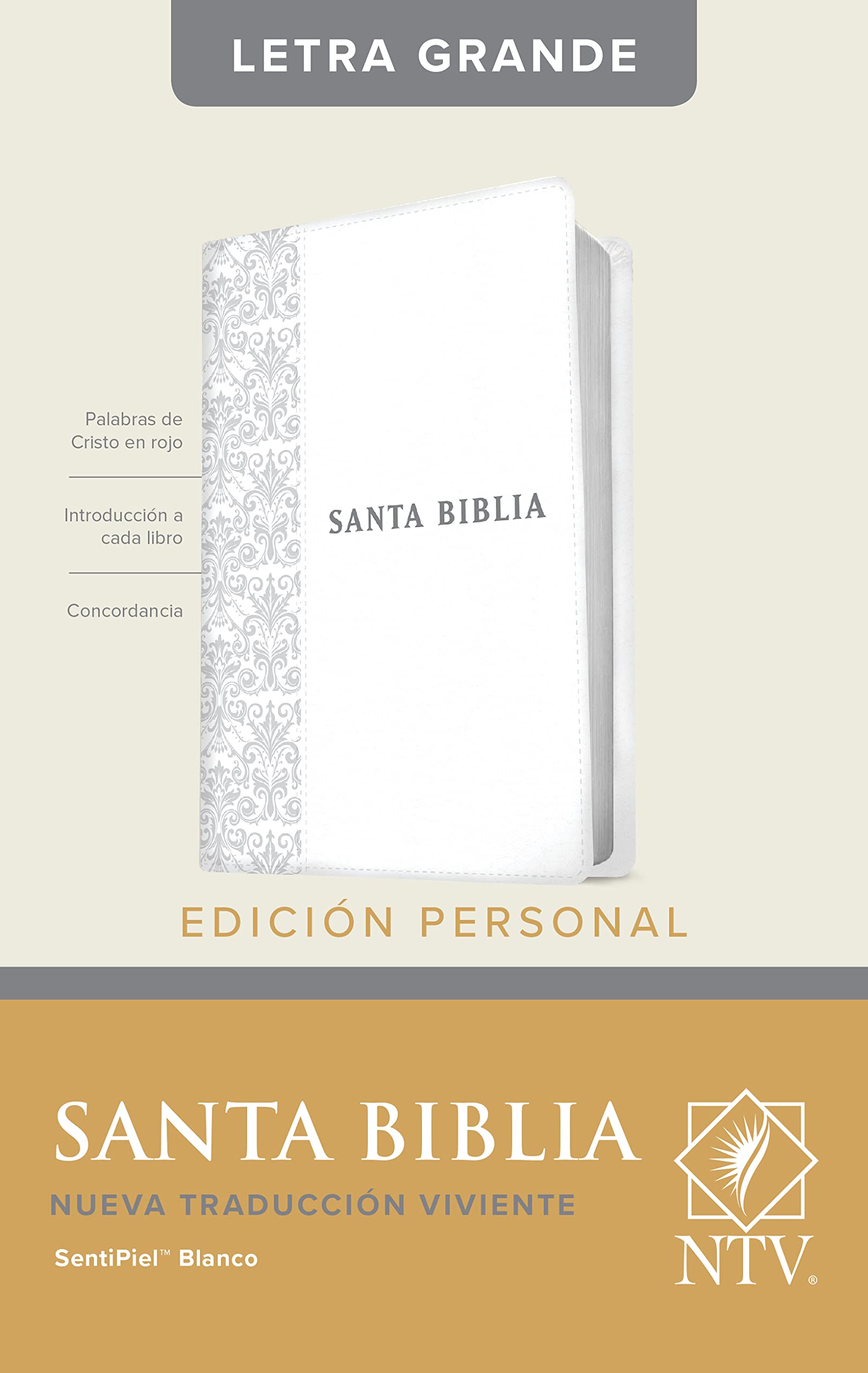 Santa Biblia NTV, Edición personal, letra grande (SentiPiel, Blanco, Letra Roja) (Spanish Edition)