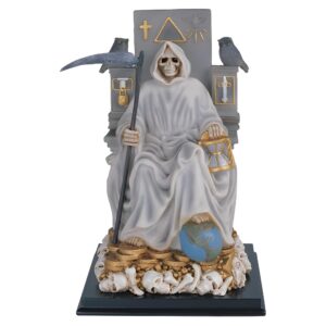 ice armor 10.75" h white santa muerte statue saint of holy death seated religious figurine