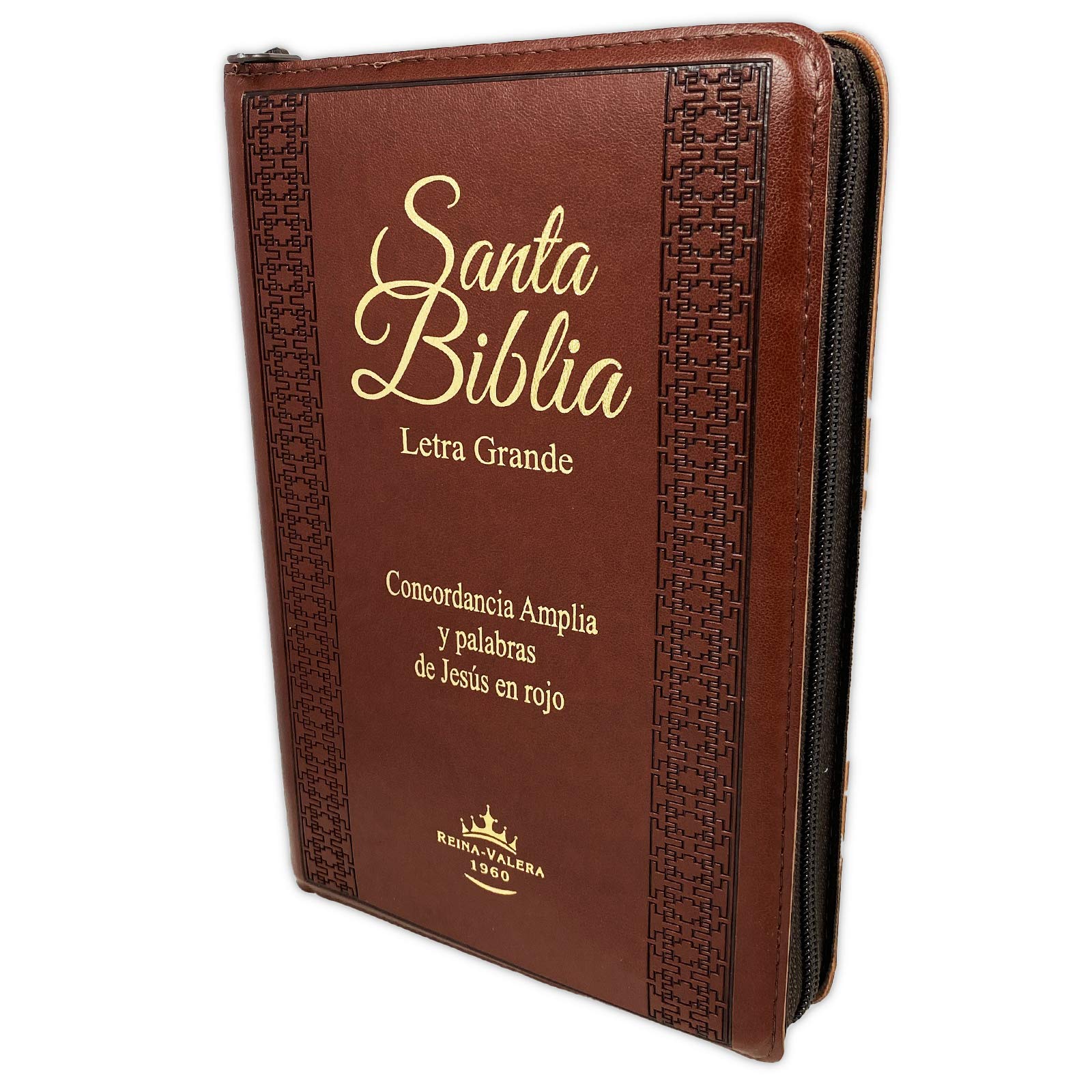 Biblia Letra Grande Manual de 12 puntos con Cierre y Concordancia Amplia Reina Valera 1960 marron con indice