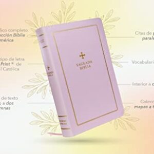 Biblia Católica, Regalos y Ceremonias, color Rosa, Cuero Reciclado (Biblia De America) (Spanish Edition)