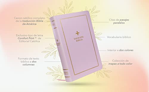 Biblia Católica, Regalos y Ceremonias, color Rosa, Cuero Reciclado (Biblia De America) (Spanish Edition)