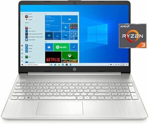 hp 15 laptop,15.6" fhd, ryzen 3-3250u, 4gb ddr4 ram, 128gb ssd, amd radeon graphics, hdmi, webcam, long lasting battery, silver, windows 10