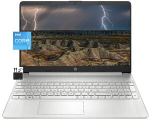 hp 2022 laptop computer, 15.6'' hd display, dual core intel i3-1115g4 (upto 4.1ghz, beats i5-1030g7), 8gb ram, 512gb ssd, webcam, wifi 6, 11+ hour battery, win 11 +marxsolcables, natural silver