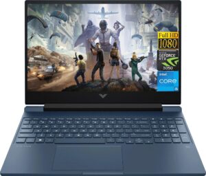 hp 2023 newest victus gaming laptop, 15.6" 144 hz display, intel core i5-13420h processor, nvidia geforce rtx 3050 graphics, 16gb ram, 512gb ssd, backlit keyboard, windows 11 home, blue