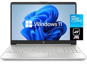 hp 2022 newest 15.6" hd laptop computer, 11th gen intel quad-core i3-1125g4(up to 3.7ghz, beat i5-10210u),128gb ssd, 8gb ram, webcam, bluetooth, usb-c, wi-fi, hdmi, windows 11s, silver+jvq mousepad