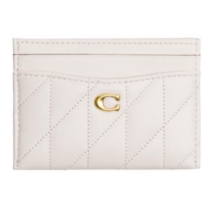 coach quilted pillow leather essential card case, chalk