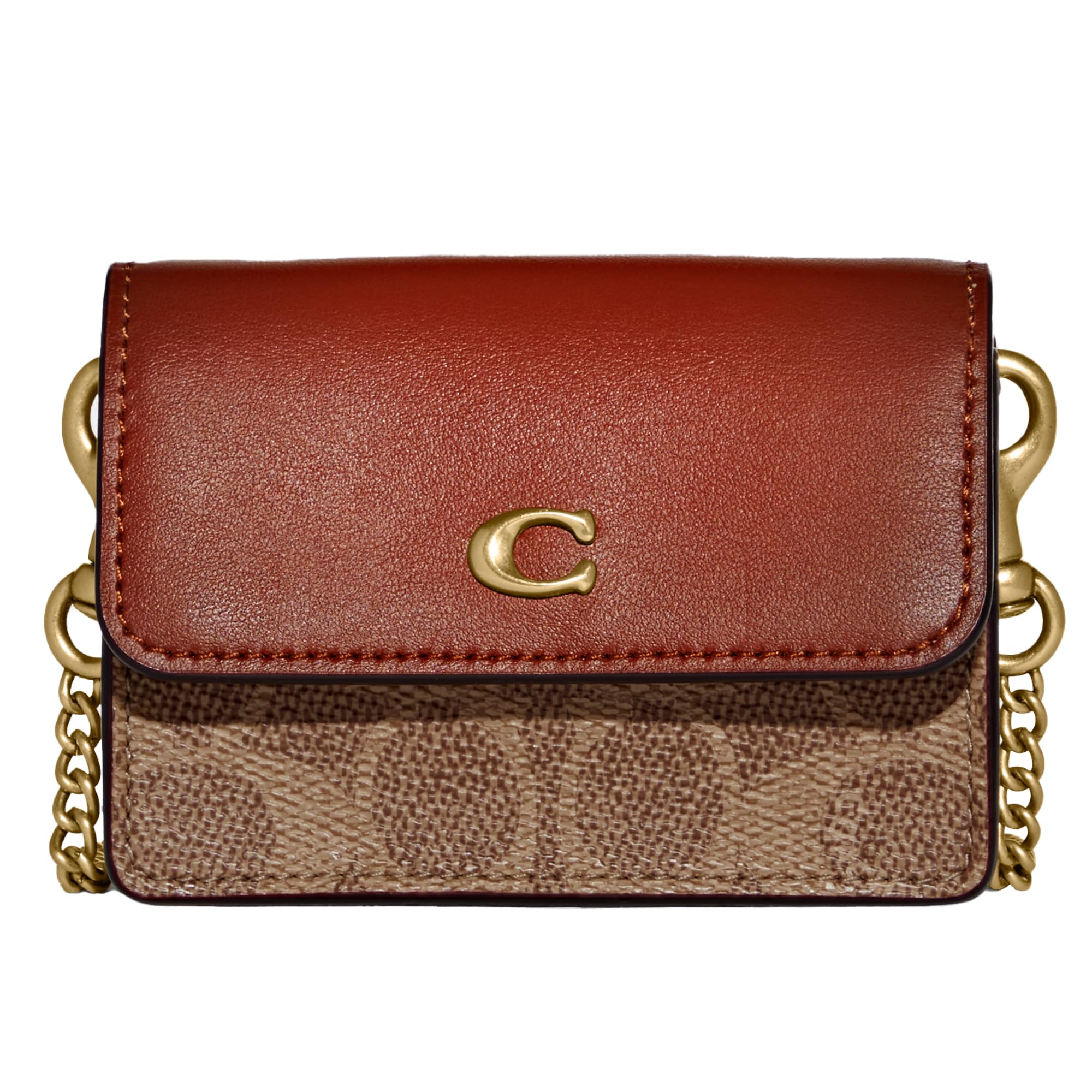 Coach Women's Colorblock Coated Canvas Signature Half Flap Card Case, Tan Rust, One Size