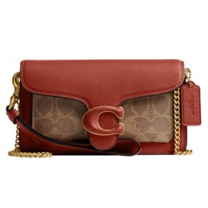 coach coated canvas signature tabby wristlet, tan rust, one size