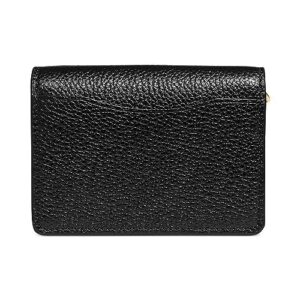 coach women's polished pebbled leather half flap card case, black, one size