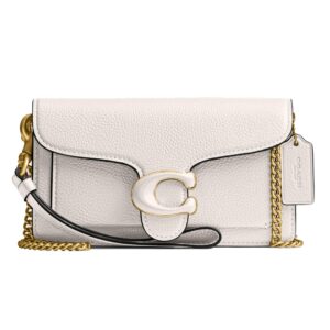 coach polished pebble tabby wristlet, chalk, one size