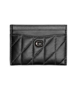 coach quilted pillow leather essential card case black one size