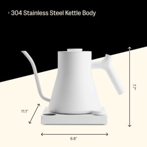 Fellow Stagg EKG Pro Electric Gooseneck Kettle - Pour-Over Coffee and Tea Pot, Stainless Steel, Quick Heating, Matte White, 0.9 Liter