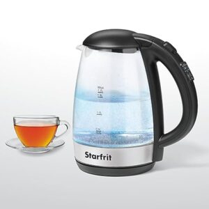 Starfrit 024011-002-0000 1.7-Liter 1,500-Watt Glass Electric Kettle with Variable Temperature Control, Black