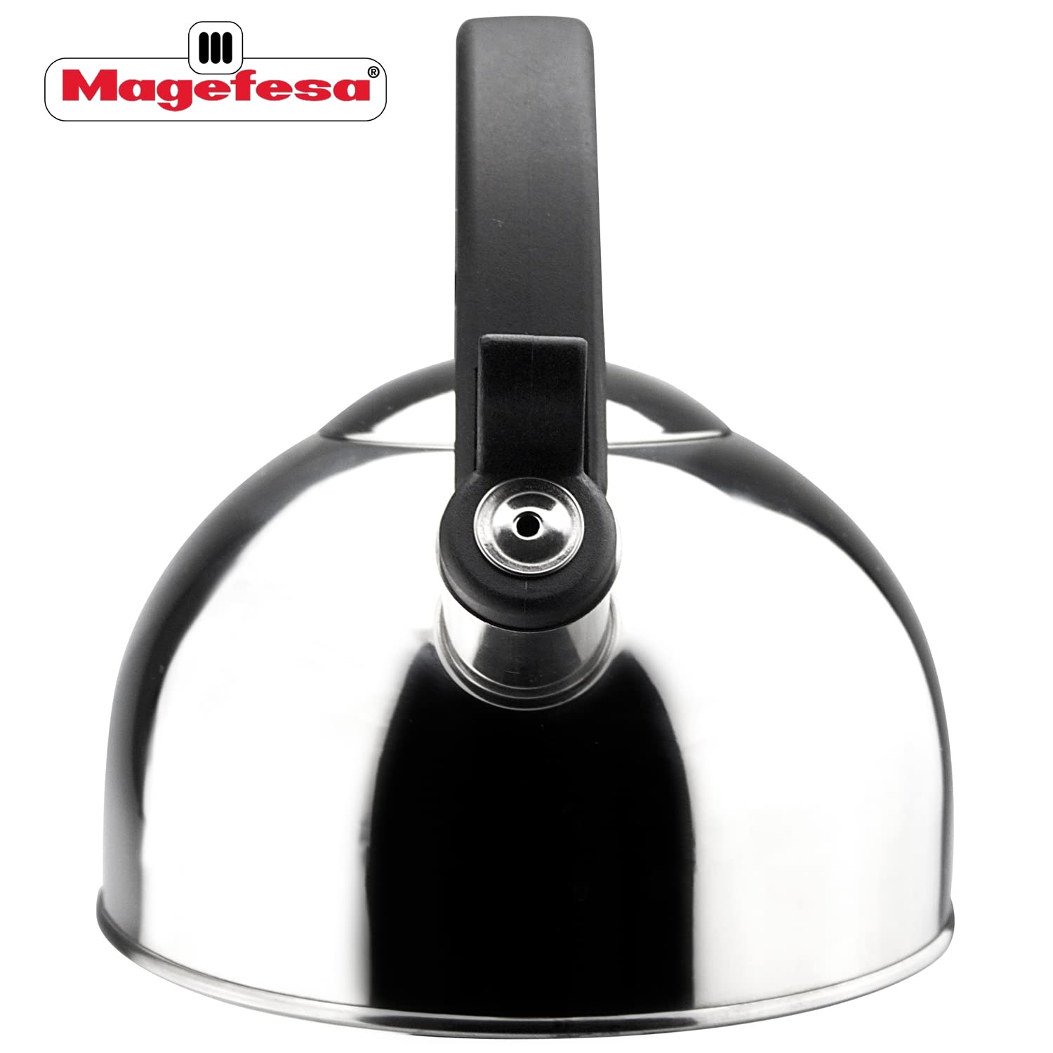 Magefesa® Nubia Black Kettle stovetop, whistling kettle teapot, 2.1 Quart, made in stainless steel, with heat proof ergonomic handle, small tea pot