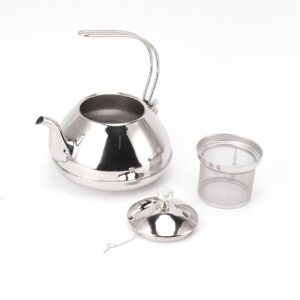 stainless steel tea kettle,countertop tea kettle,food grade stainless steel,large capacity tea kettle with strainer for stovetop,tea kettle for gas,induction,electric stoves(silver)