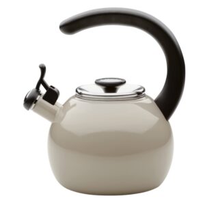 circulon enamel on steel whistling teakettle/teapot with flip-up spout, 2 quart - gray