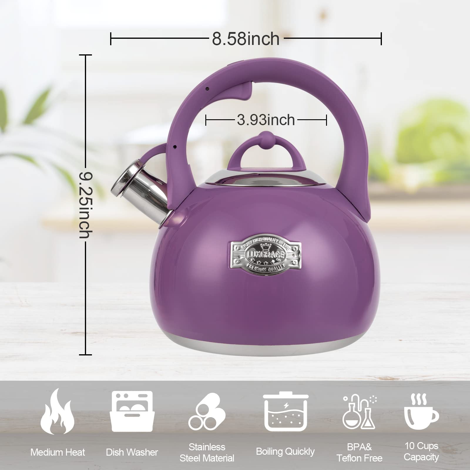 Tea Kettle for Stovetop, Food Grade Stainless Steel Water Kettle, Tea Pot for Home & Kitchen, 3.1 Quart