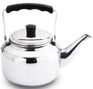 chandler 3.12 liter tea pot, vintage tea kettle - 4mm stainless steel pot - hard to dent | ergonomic handle with a cool grip | portable tea kettle for camping (silver colour, 3.12 l)