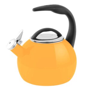 chantal anniversary enamel on steel whistling teakettle, 2 quart, marigold