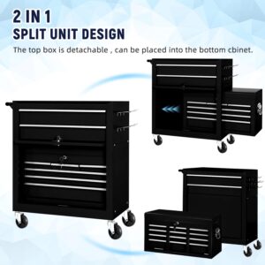 INTERGREAT 8-Drawer Rolling Tool Chest with Wheels, Large Tool Cabinet with Drawers, Locking Mechanic Tool Cart with Black Liner for Warehouse, Workshop, Black