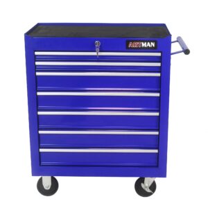 tool cart on wheels 24.2in，7 drawers rolling tool box，locked drawers storage organizer cabinet for garage, warehouse, repair shop, workshop